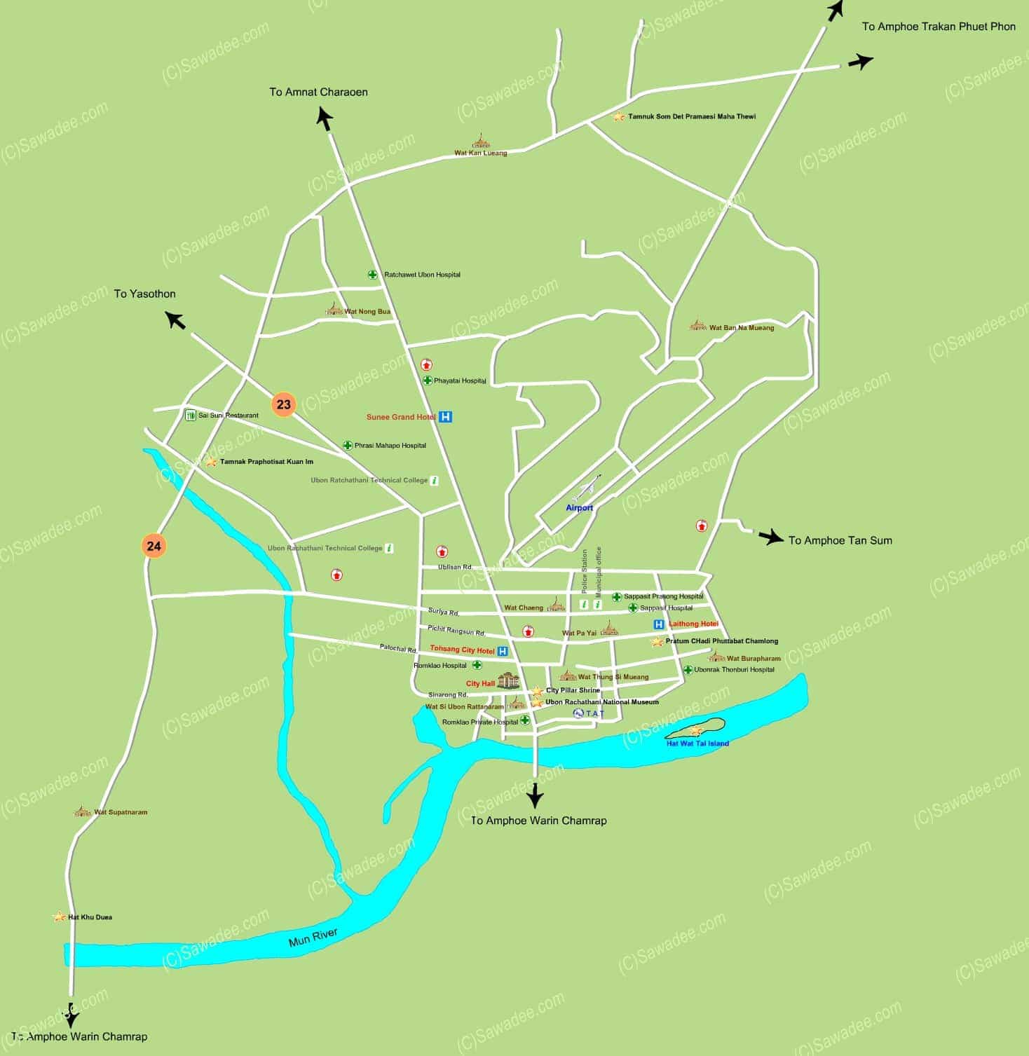 Cartes d’Ubon Ratchathani – Cartes de Thaïlande, tous les plans des ...